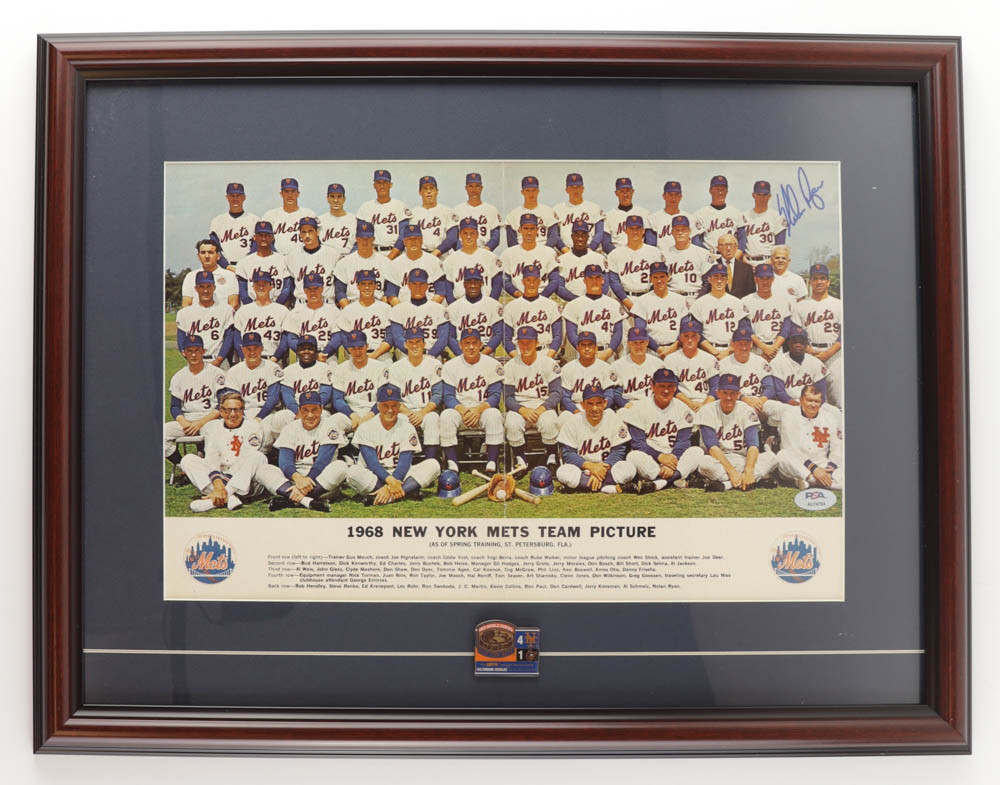 Nolan Ryan Signed Mets Custom Framed 1968 Vintage Team Photo Display ...