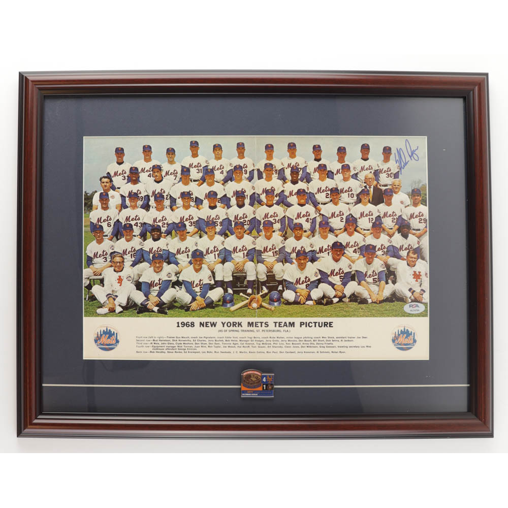 Nolan Ryan Signed Mets Custom Framed 1968 Vintage Team Photo Display ...