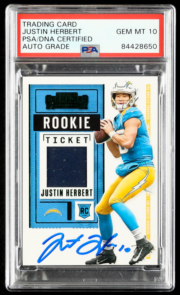 Justin Herbert Signed 2020 Panini Contenders Rookie Ticket Swatches RC ...