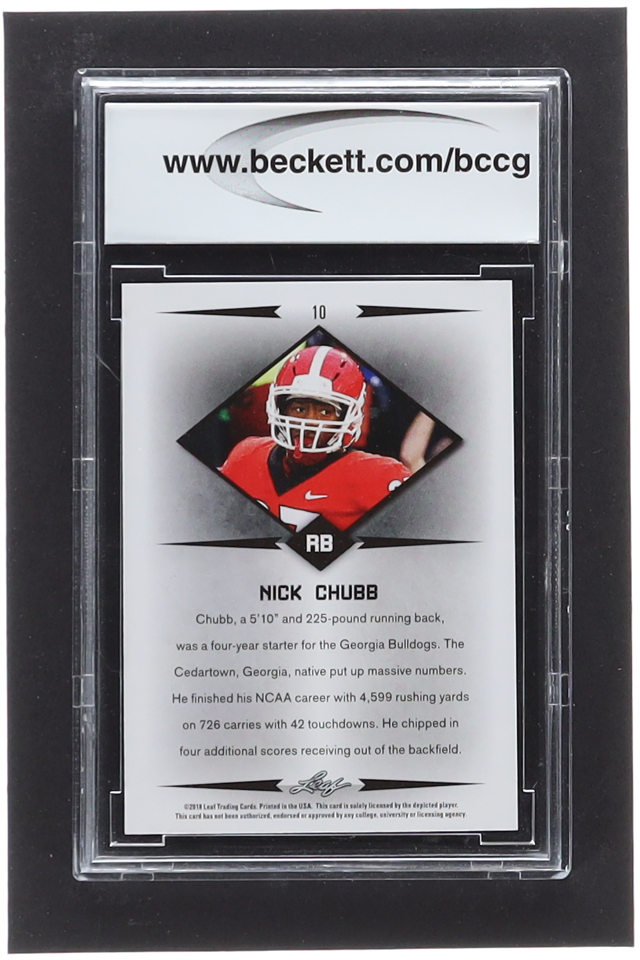 Nick Chubb 2018 Leaf Draft #44 (BCCG 10) | Pristine Auction