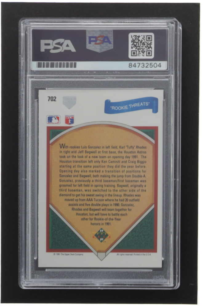 Jeff Bagwell Signed Luis Gonzalez / Karl Rhodes 1991 Upper Deck #702 ...