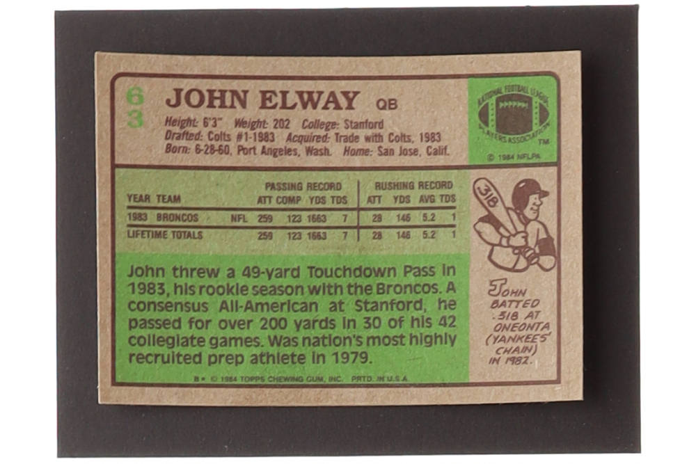 John Elway 1984 Topps #63 RC | Pristine Auction