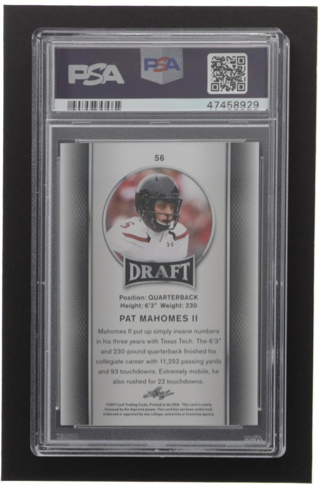 Patrick Mahomes 2017 Leaf Draft #56 (PSA 10) | Pristine Auction