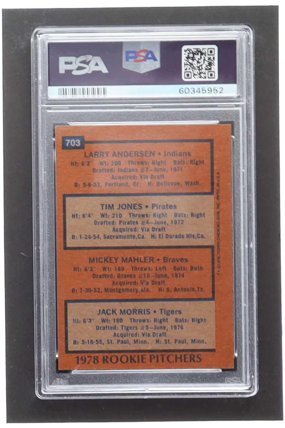 Larry Andersen RC / Tim Jones RC / Mickey Mahler RC / Jack Morris RC ...