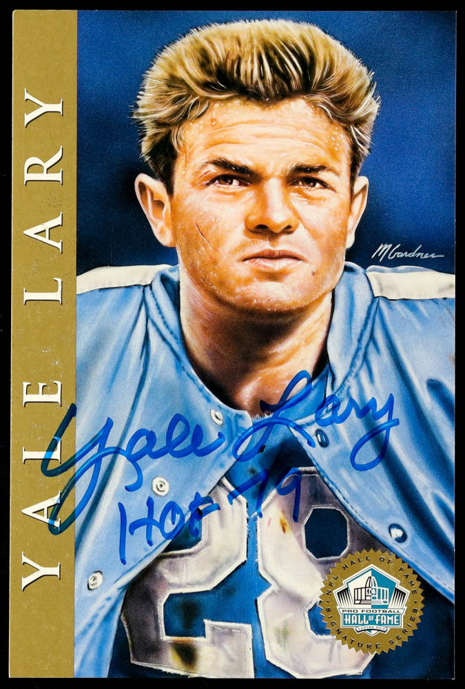 Yale Lary Signed Hall of Fame Signature Series Card Inscribed "HOF 79 ...