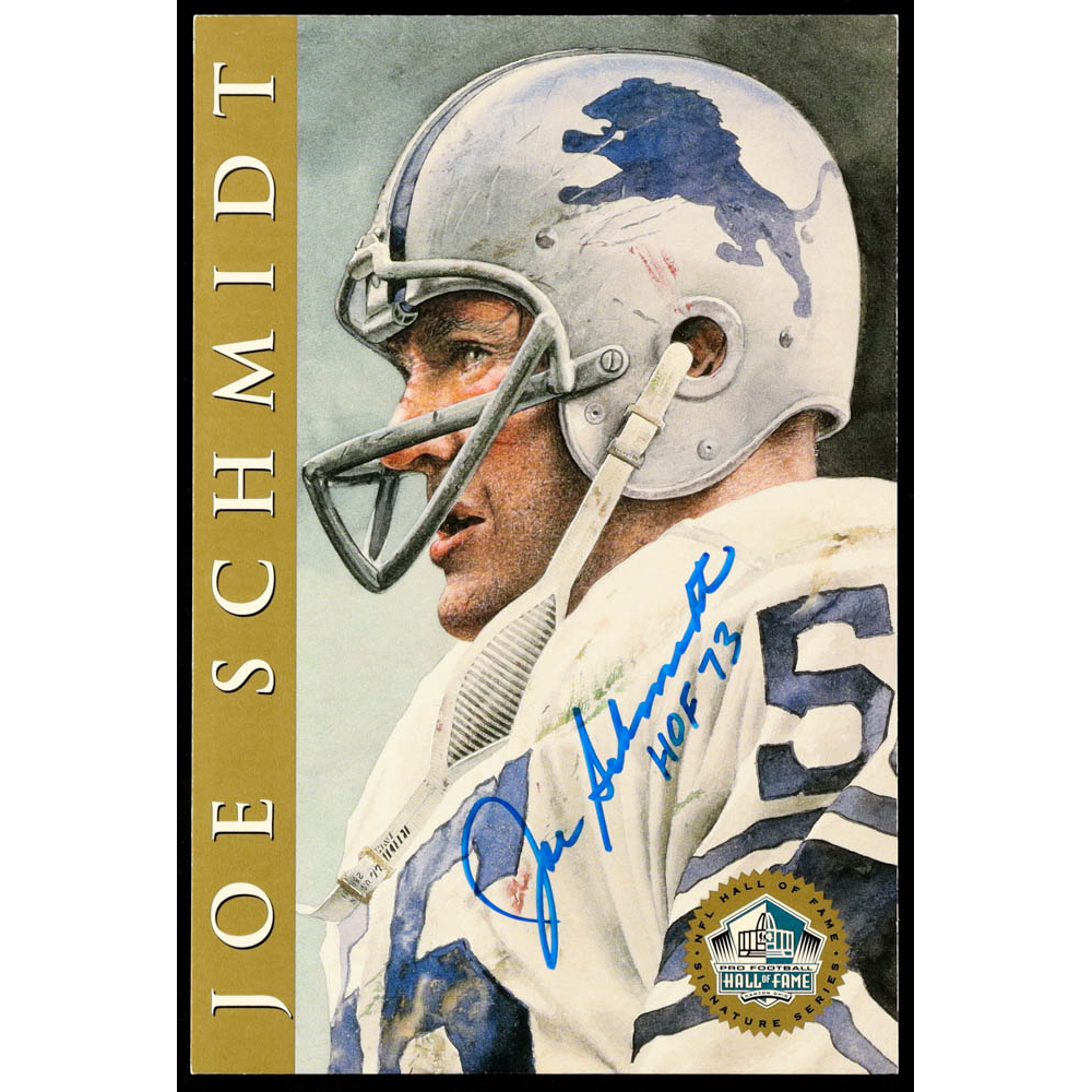 Joe Schmidt Signed Hall of Fame Signature Series Card Inscribed "HOF 73 ...