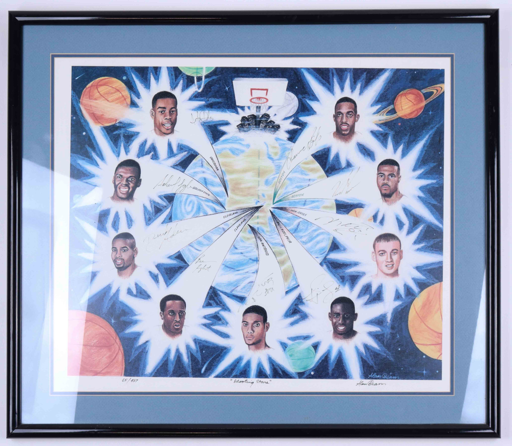 1997 NBA Draft Custom Framed LE Lithograph Signed by (9) with Tim ...