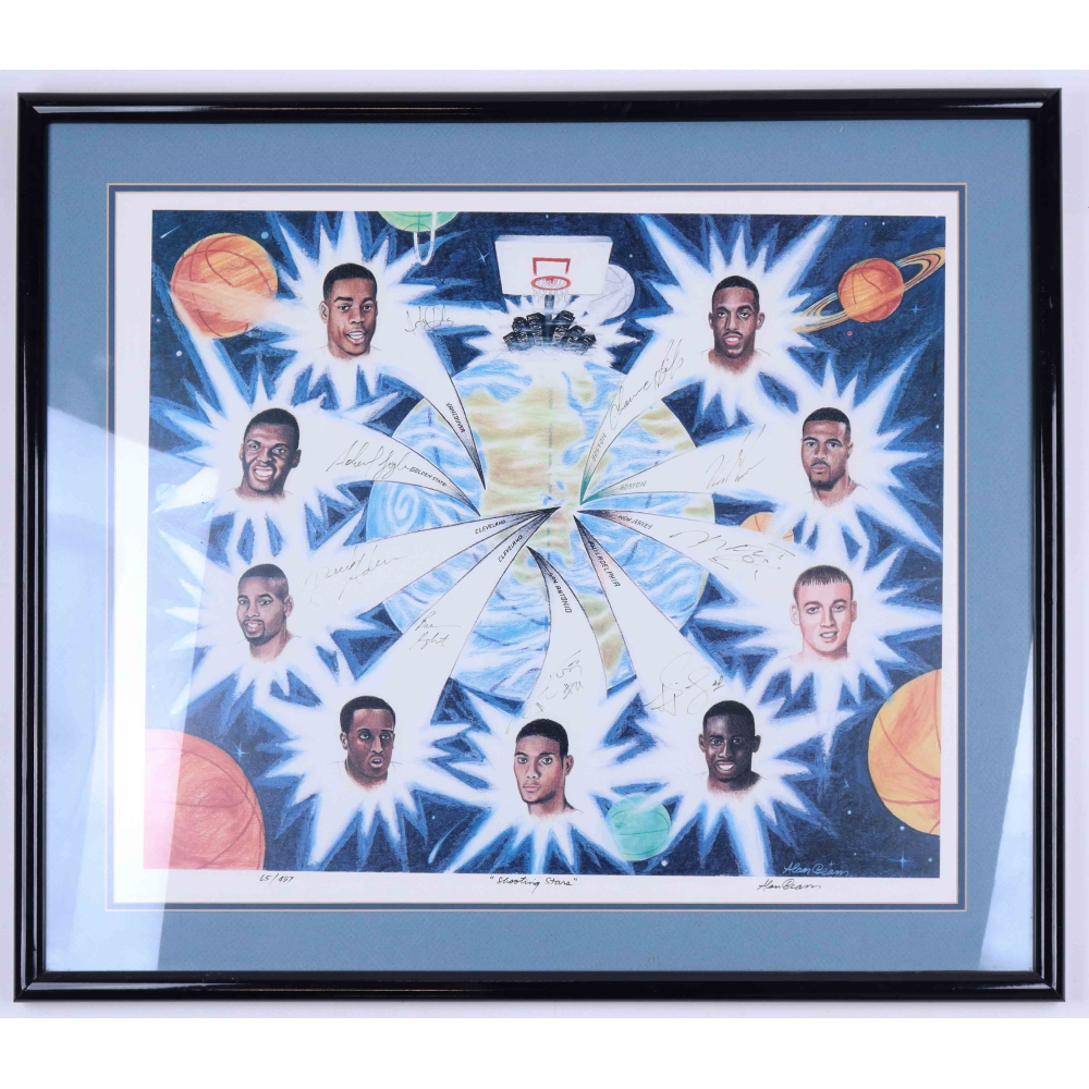 1997 NBA Draft Custom Framed LE Lithograph Signed by (9) with Tim ...