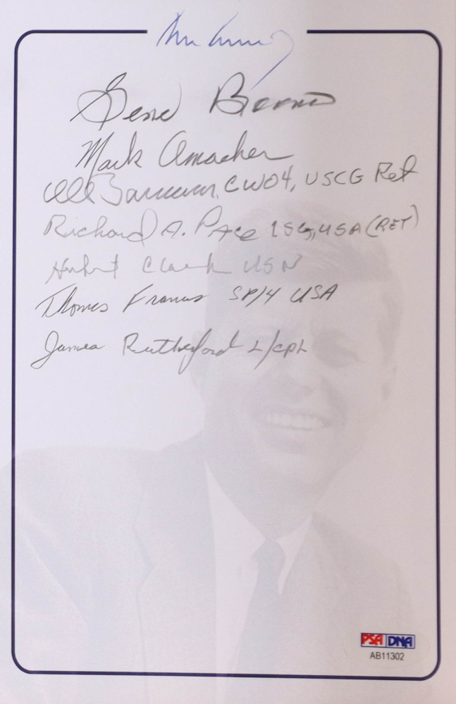 JFK Cut Signed by (7) with Gene Boone, Mark Amacher, George Barnum ...
