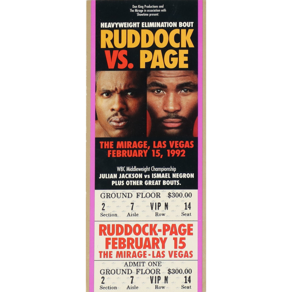 Donovan 'Razor' Ruddock vs. Greg Page 1992 Original Fight Ticket ...