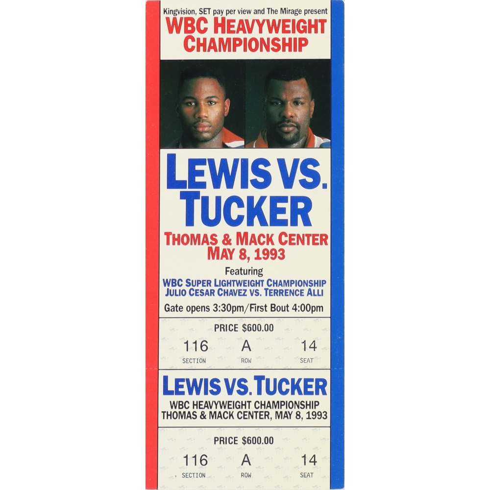 Lennox Lewis vs. Tony Tucker 1993 Original Fight Ticket | Pristine Auction