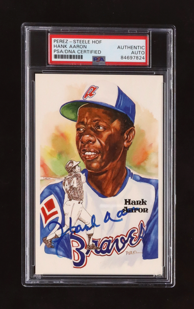 Hank Aaron Autographed Perez Steele Postcard #NNO (PSA) | Pristine Auction
