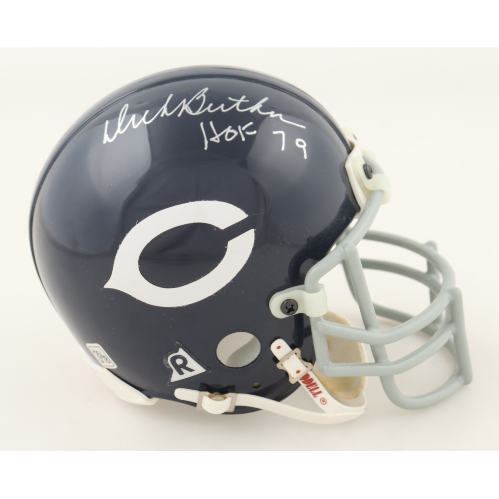 Dick Butkus Signed Bears Throwback Mini Helmet Mounted Memories