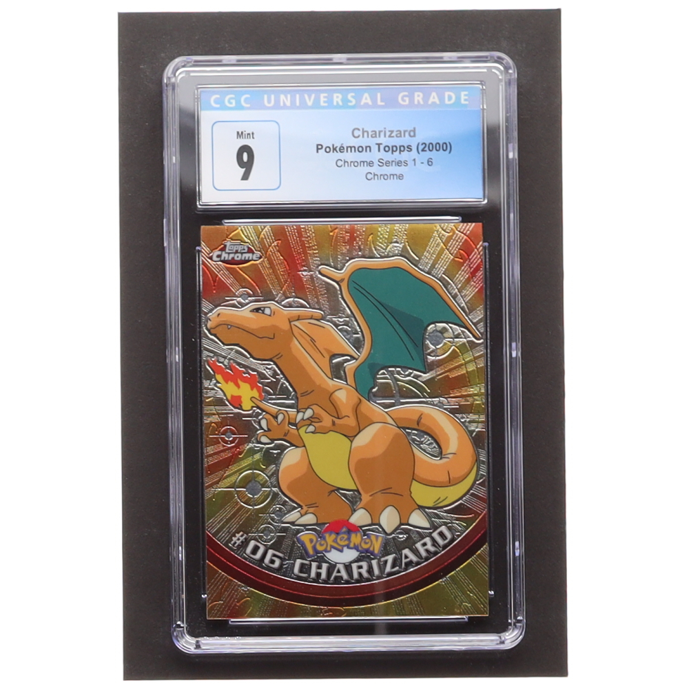 Charizard 2000 Topps Chrome Pokemon #6 Series 1 Holo Embossed Black ...
