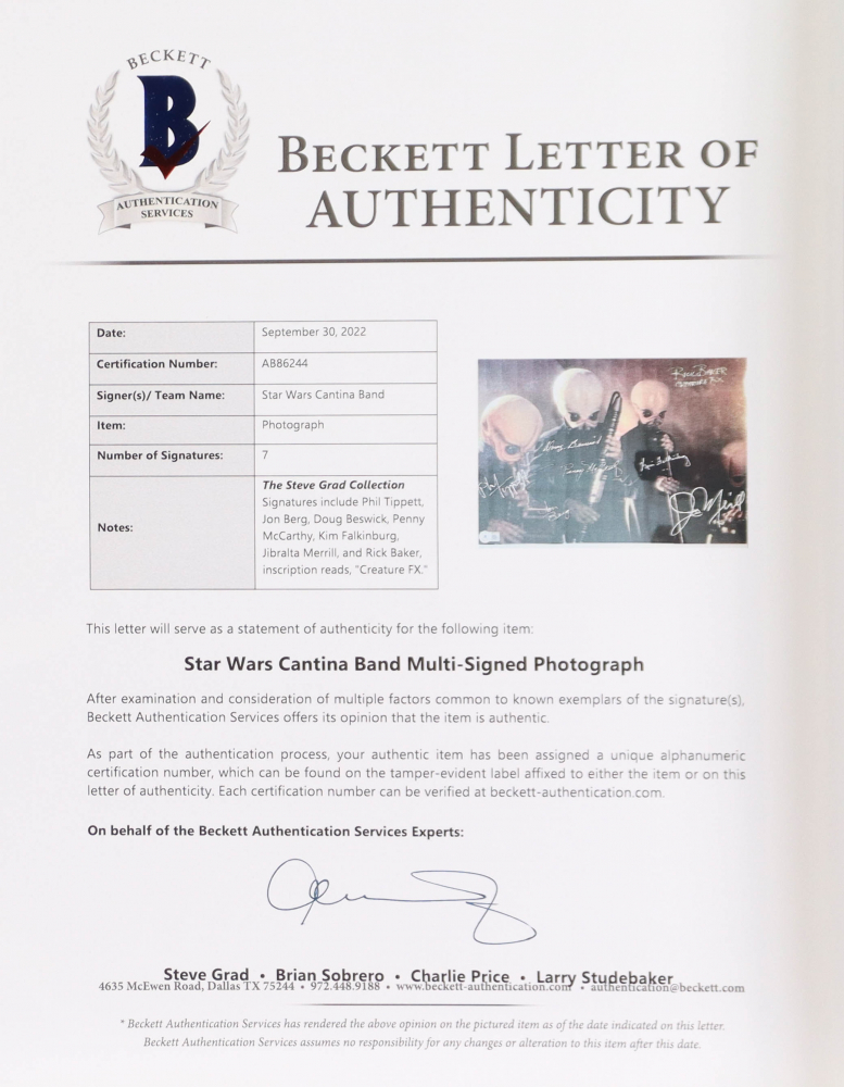 "Star Wars: A New Hope" 11x14 Photo Signed by (7) with Phil Tippett ...