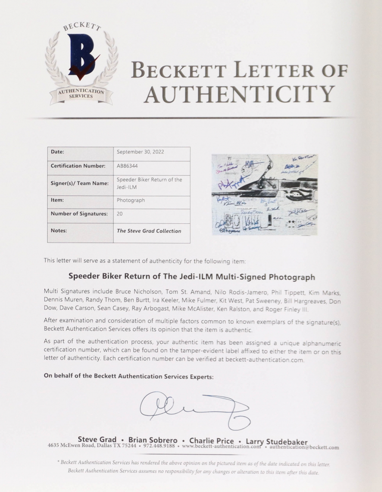 "Star Wars: Return Of The Jedi" 11x14 Photo Signed by (20) with Bruce ...