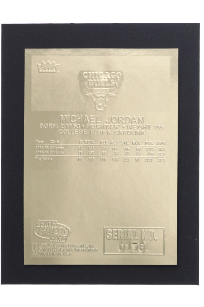 Michael Jordan 1997 Fleer Premier Prizm Refractor Black Signature 23Kt ...