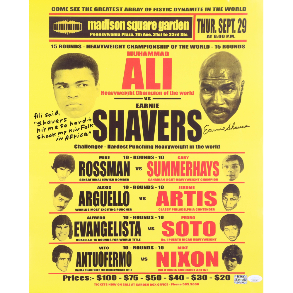 Earnie Shavers Signed "Muhammad Ali vs. Earnie Shavers" 16x20 Fight ...
