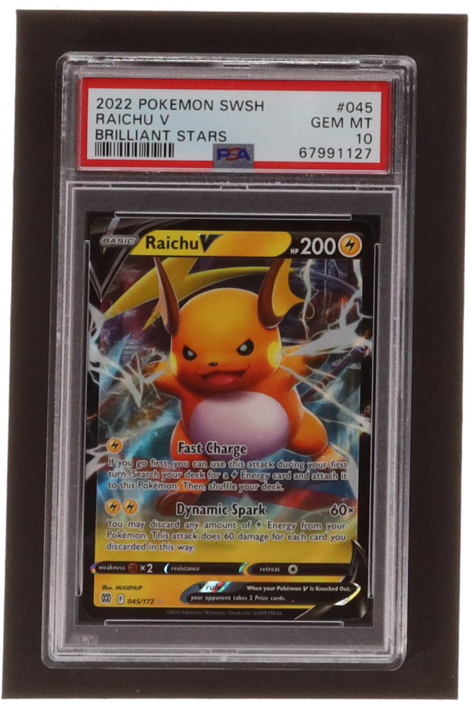 Raichu V 2022 Pokemon Sword and Shield Brilliant Stars #45 (PSA 10 ...