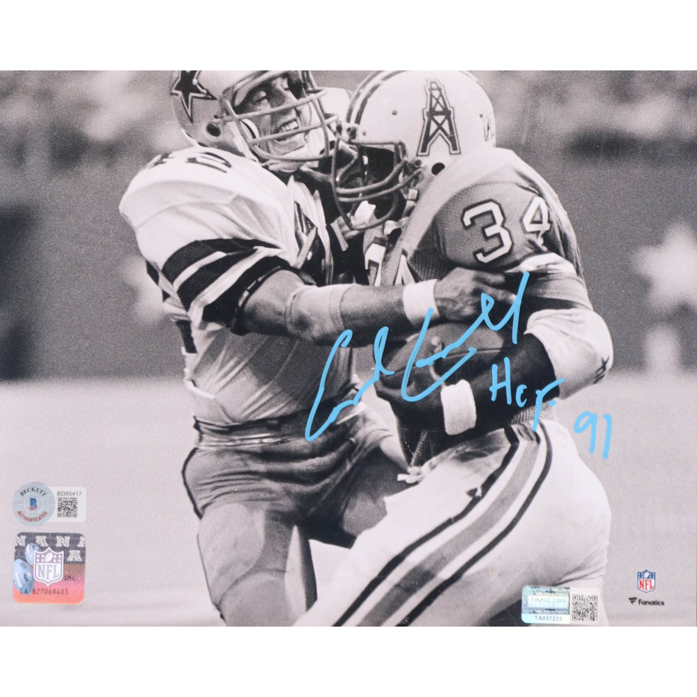 Earl Campbell Signed Oilers 8x10 Photo Inscribed "HOF 91" (Beckett ...