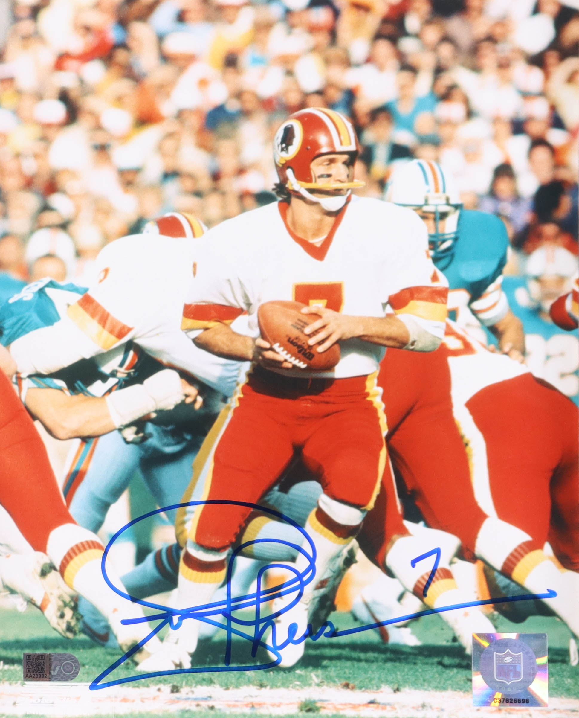 Joe Theismann Signed Redskins 8x10 Photo (AIV) | Pristine Auction