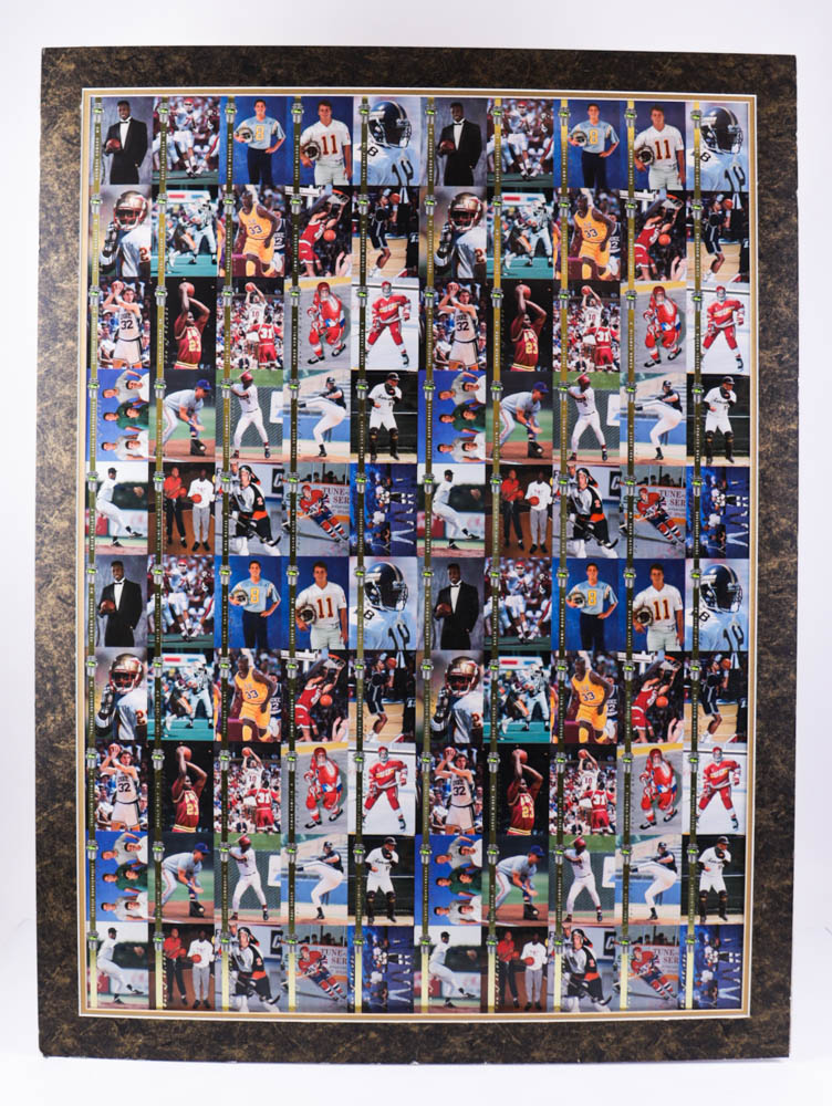 1992 Classic Four Sport LPs Custom Matted Uncut Sheet of (100) Cards with Shaquille O'Neal #LP8 ...