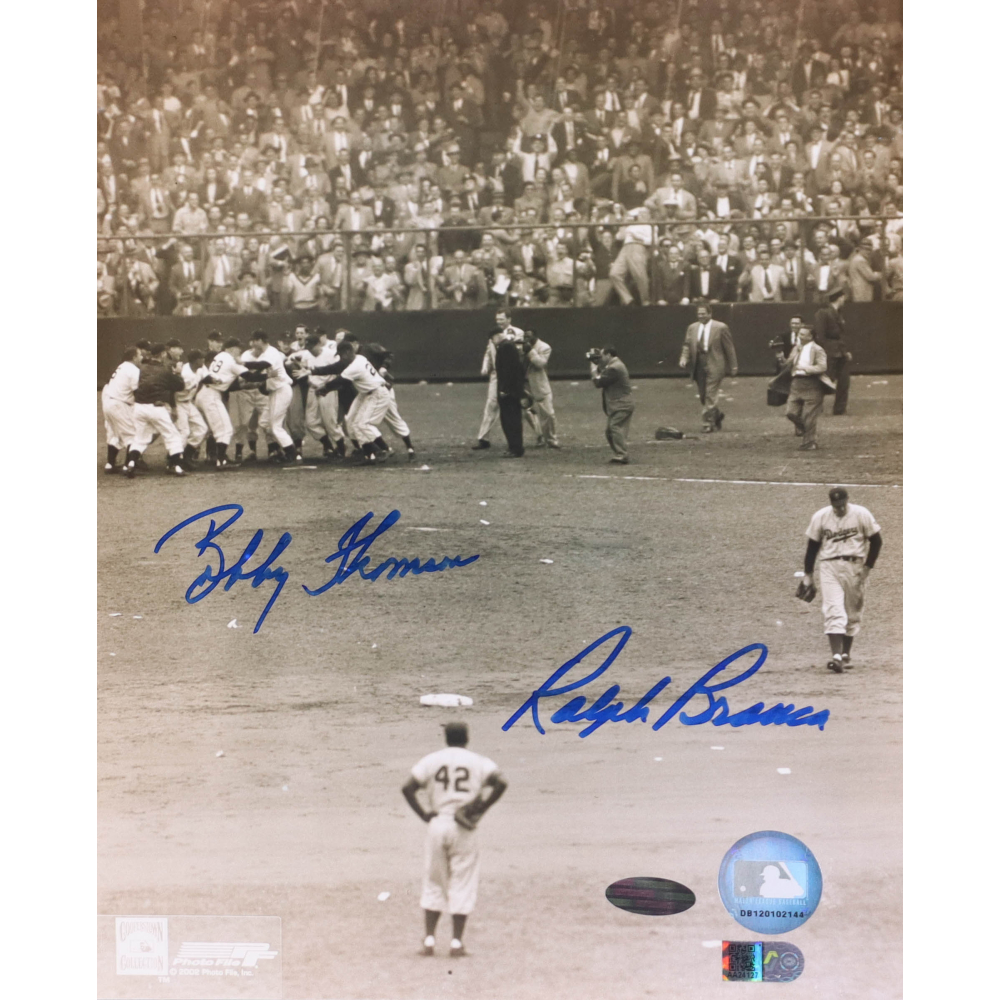 Bobby Thomson & Ralph Branca Signed "Shot Heard 'Round The World" 8x10 ...