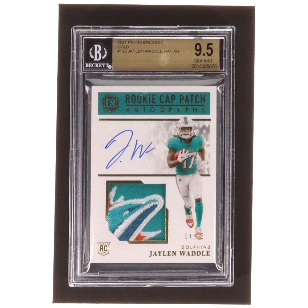 Jaylen Waddle 2021 Panini Encased Gold #133 HAT AU #4/10 (BGS 9.5 ...