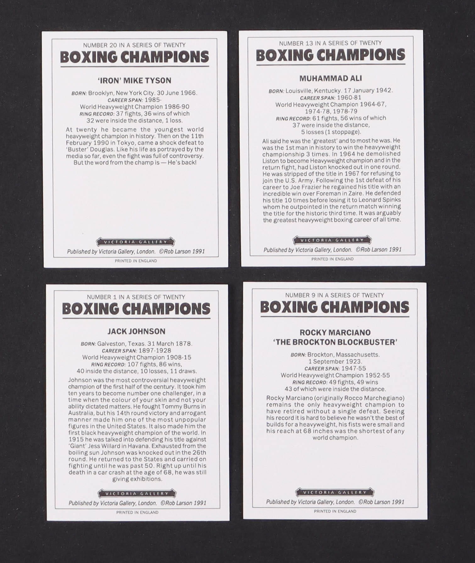 1991 Victoria Boxing Complete Set of (20) Cards with Mike Tyson ...