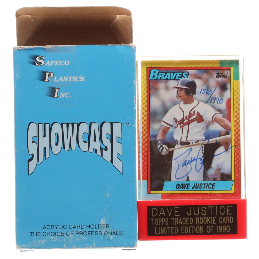 David Justice Signed LE 1990 Topps Traded #48T RC with Display Case ...