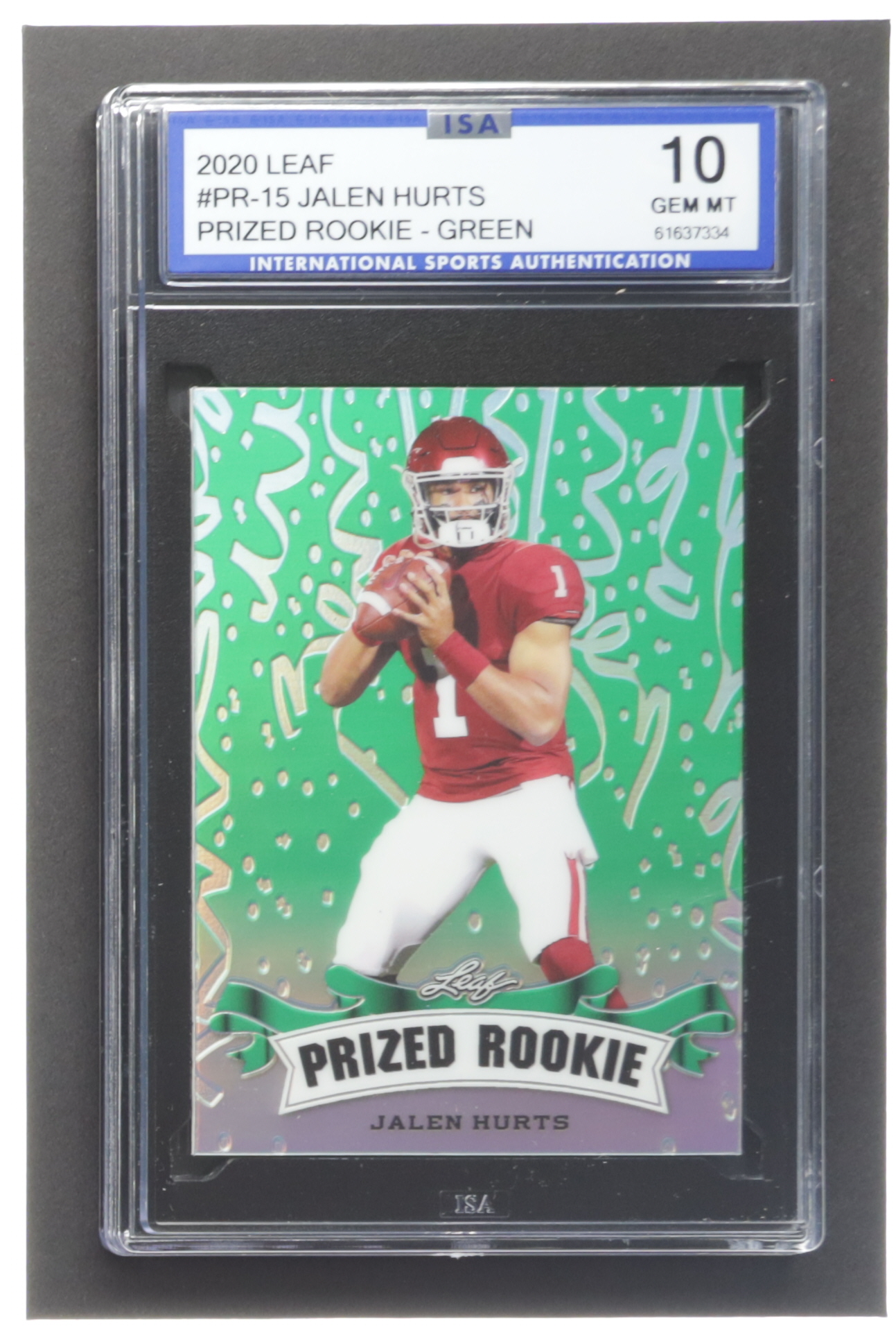 Jalen Hurts 2020 Leaf Prized Rookie Green #PR15 #4/5 (ISA 10 ...