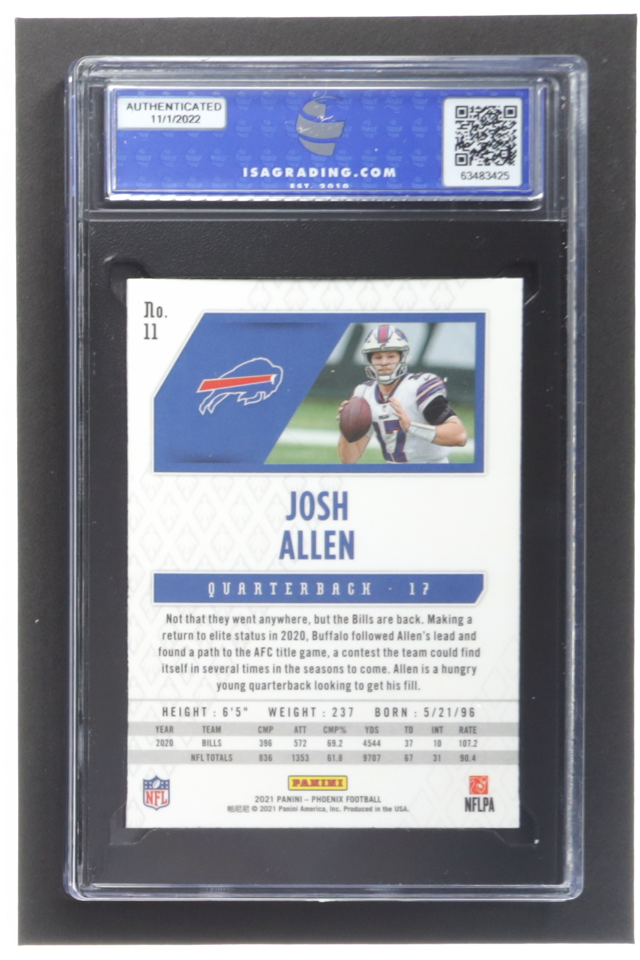 Josh Allen 2021 Panini Phoenix Fire Burst #11 (ISA 9) | Pristine Auction
