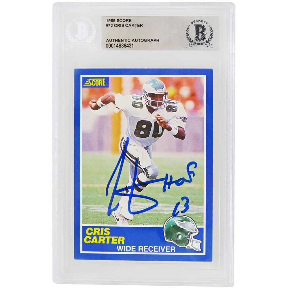 Cris Carter Signed 1989 Score #72 RC Inscribed "HOF 13" (BGS ...