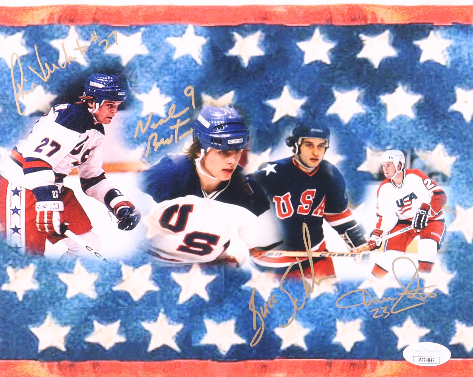 Team USA 8x10 Photo Signed By (4) with Buzz Schneider, Dave Christian ...