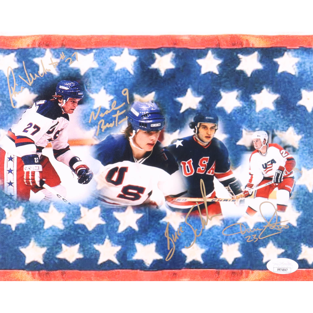 Team USA 8x10 Photo Signed By (4) with Buzz Schneider, Dave Christian ...