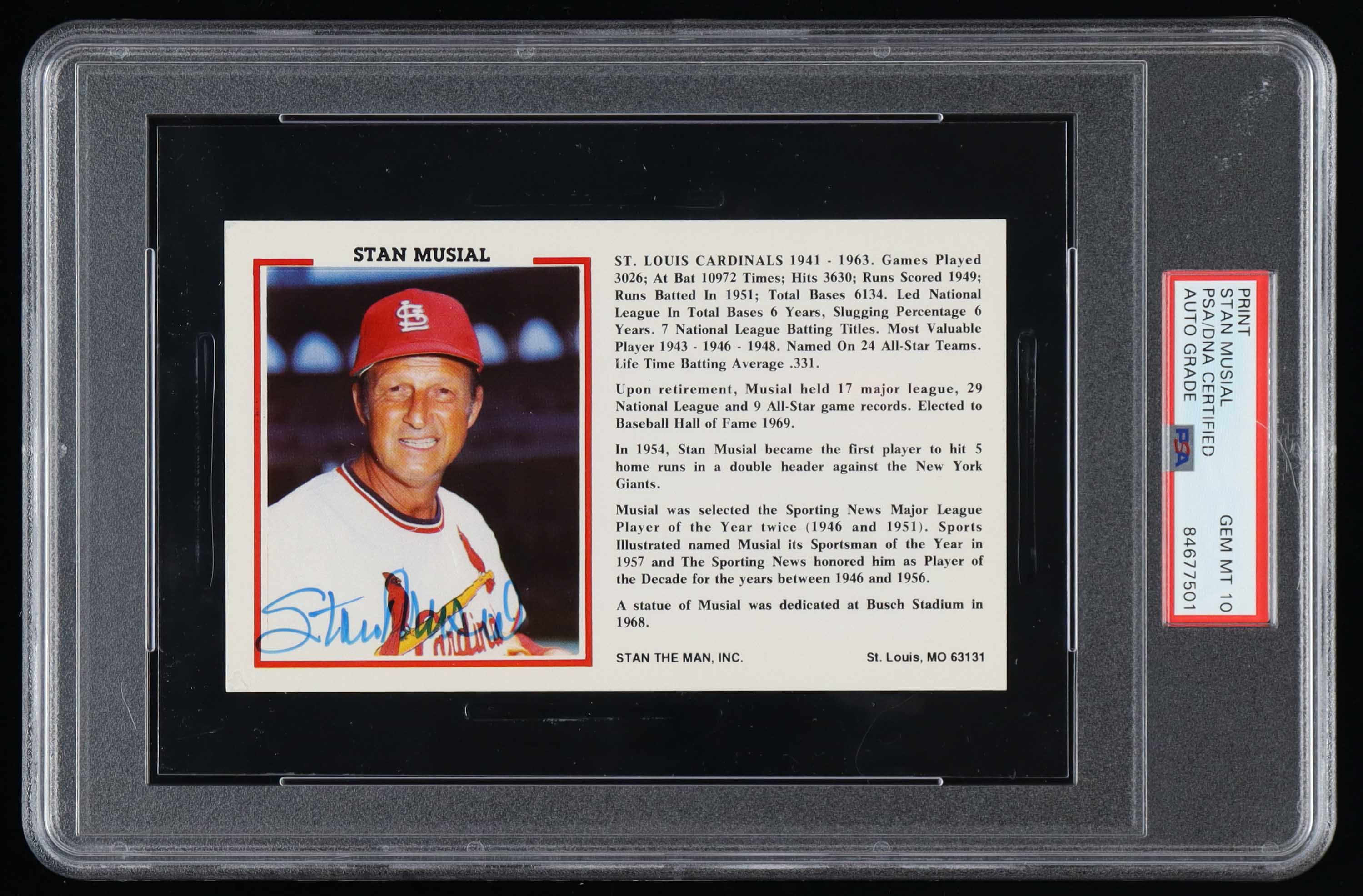 Stan Musial Signed Postcard (PSA) | Pristine Auction