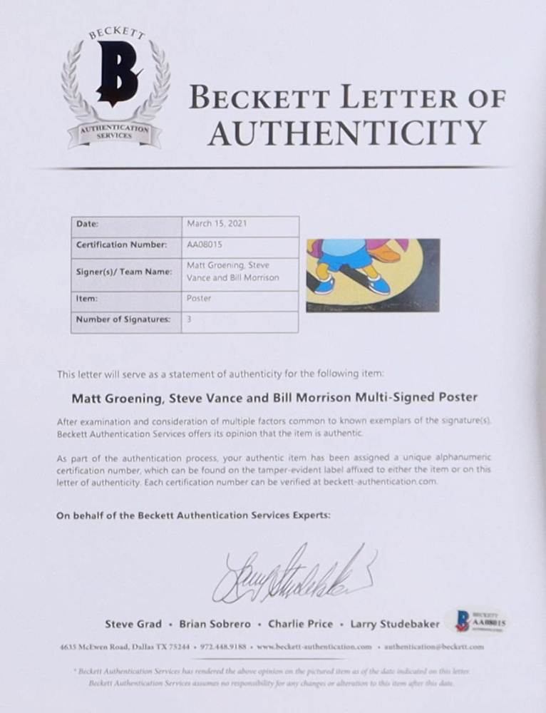 Radioactive Man 20x26 Poster Signed by the Creators Matt Groening ...