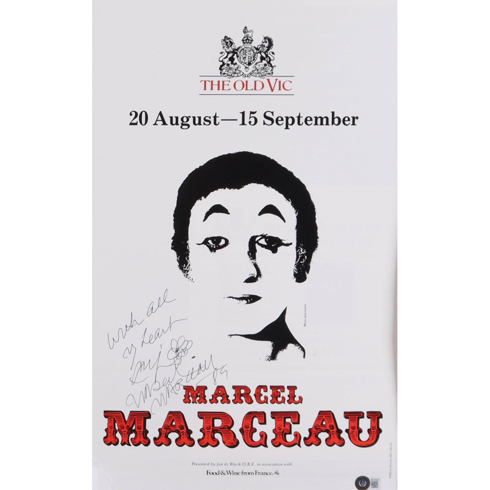 Marcel Marceau Signed 12x20 Poster Inscribed "With All My Heart ...