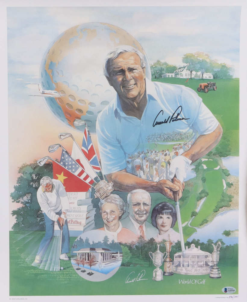 Arnold Palmer Signed LE "World of Golf" 17x21 Lithograph (Beckett LOA ...