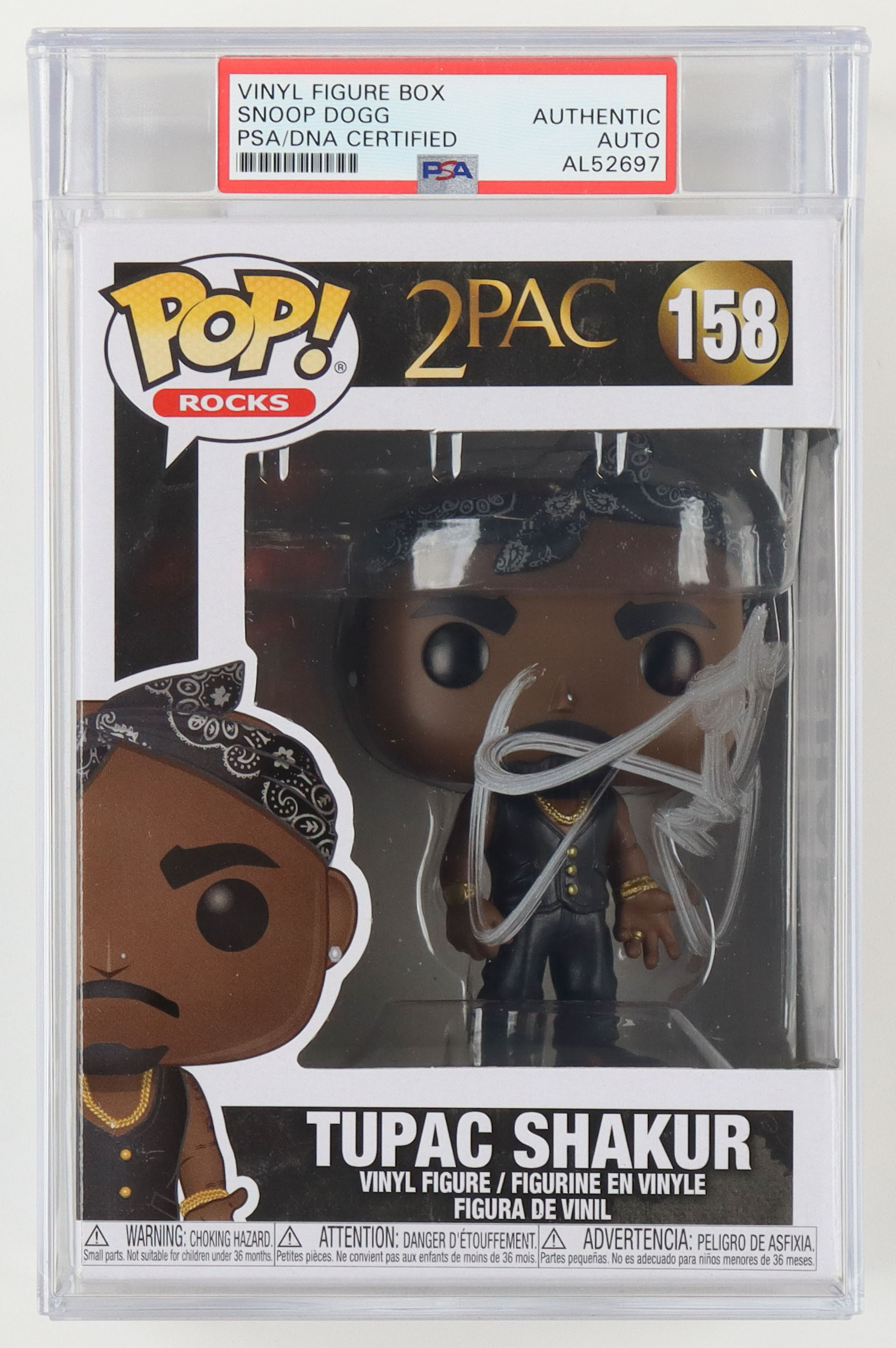 Snoop Dogg Signed 2Pac #158 Tupac Shakur Funko Pop! Rocks Vinyl Figure ...