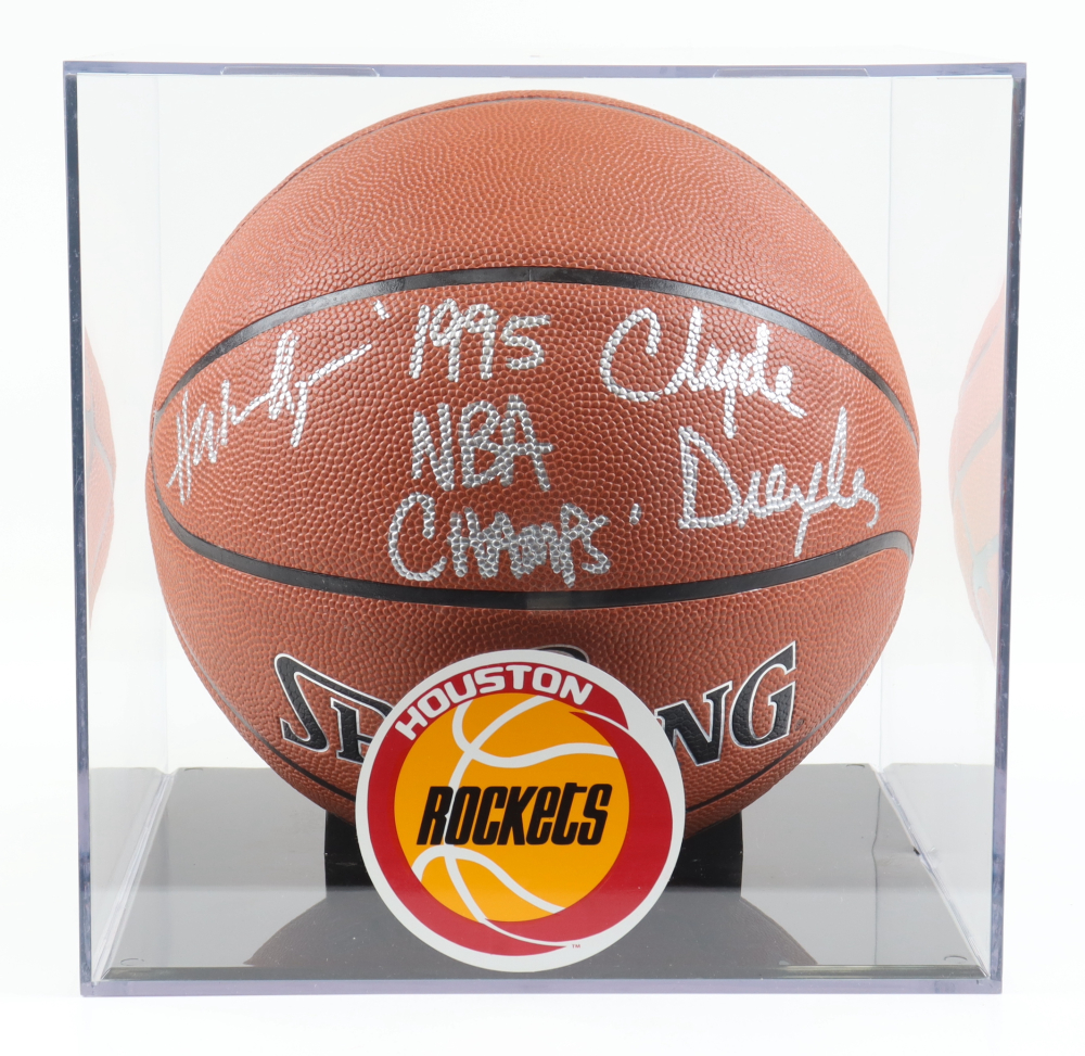Clyde Drexler & Hakeem Olajuwon Signed Basketball Inscribed "1995 NBA ...