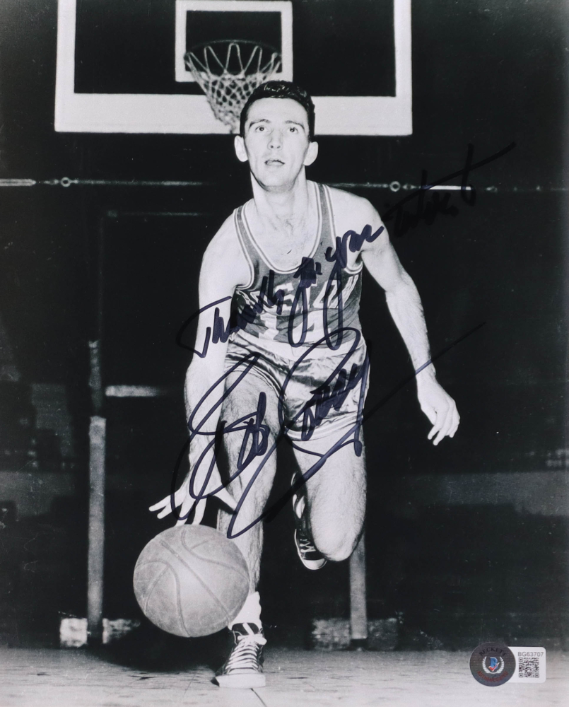 Bob Cousy Signed Celtics 8x10 Photo Inscribed "Thanks For Your Interest ...
