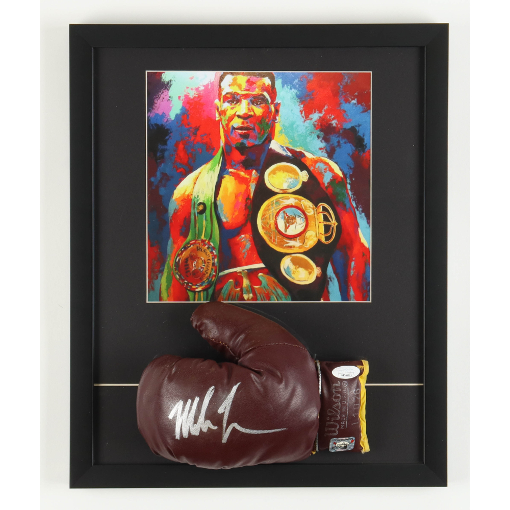 Mike Tyson Signed Custom Framed Vintage Leather Wilson Boxing Glove ...