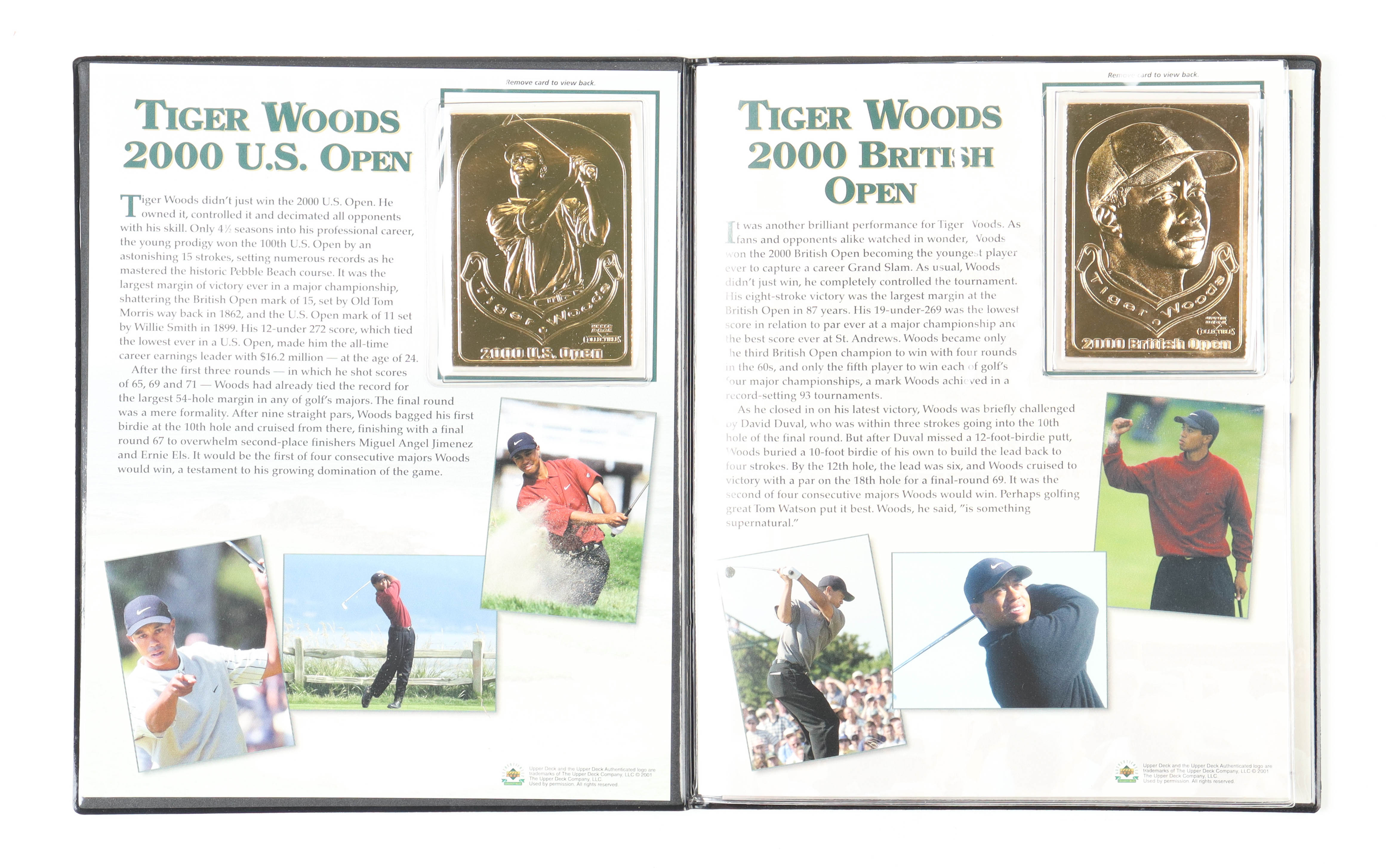 Tiger Woods 2001 22kt Gold Card Book with (4) 22kt Gold Cards ...