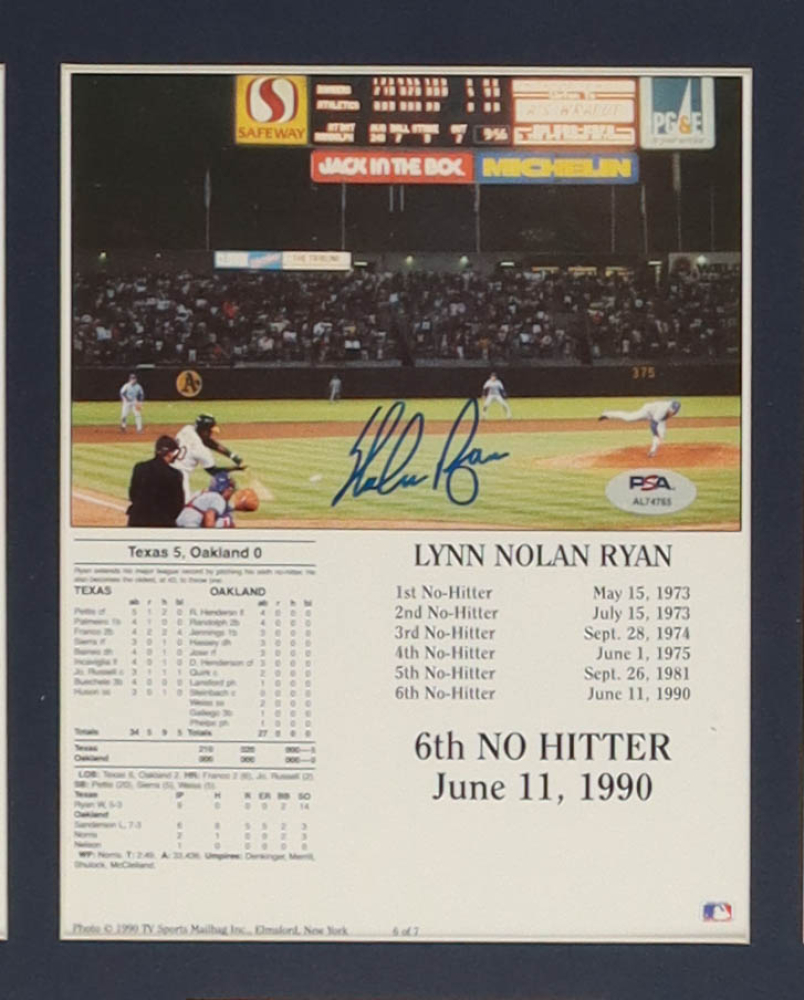 Nolan Ryan Signed Custom Framed Set of (7) Hall of Fame Induction Cards ...