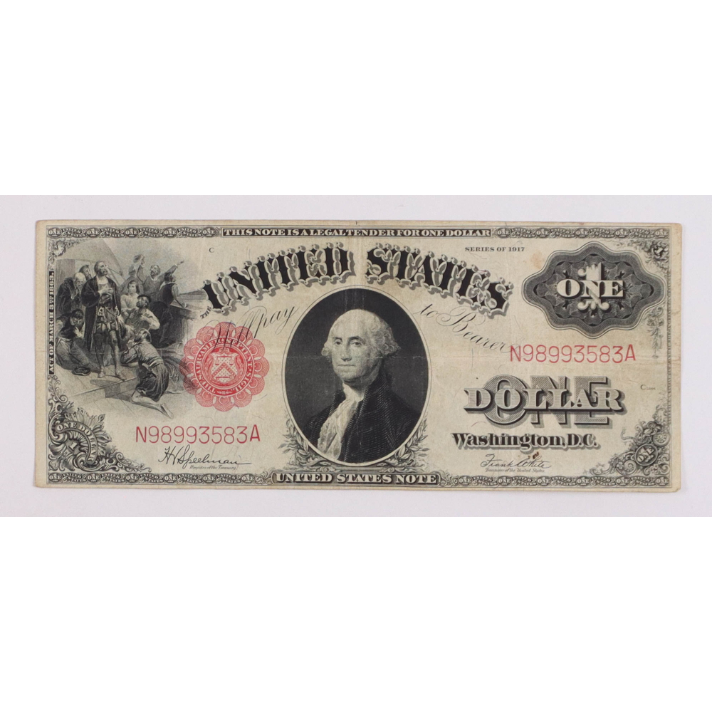 1917 $1 One Dollar Legal Tender Red Seal Large Size Bank Note Bill ...