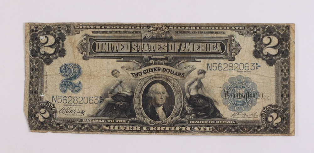 1899 $2 Two-Dollars U.S. Silver Certificate Large-Size Bank Note ...