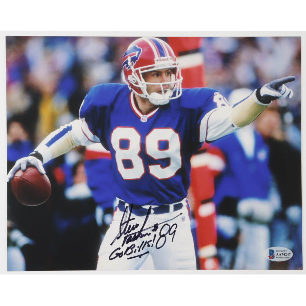 Steve Tasker Signed Bills 8x10 Photo Inscribed "Go Bills!" (Beckett ...