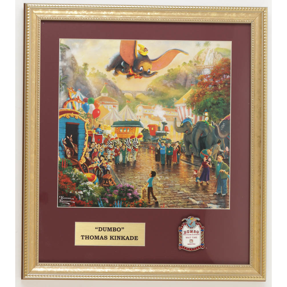 Thomas Kinkade "Dumbo" Custom Framed Print Display With Dumbo Pin ...