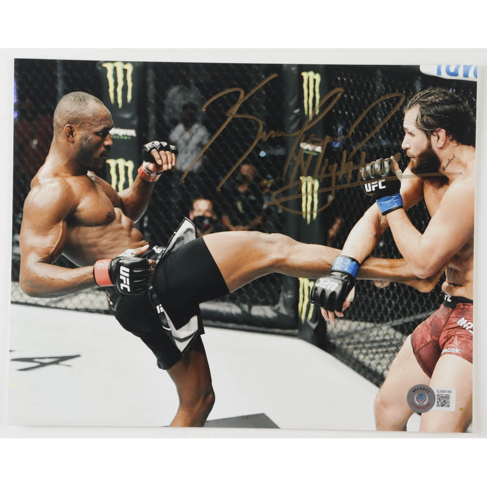 Kamaru Usman Signed 8x10 Photo Inscribed "Nightmare" (Beckett) | Pristine Auction